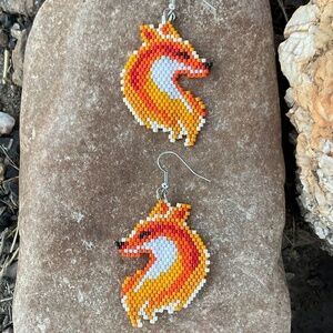 DoubleACreations | Jewelry | Red Fox Beaded Earrings New Handmade By Me ...